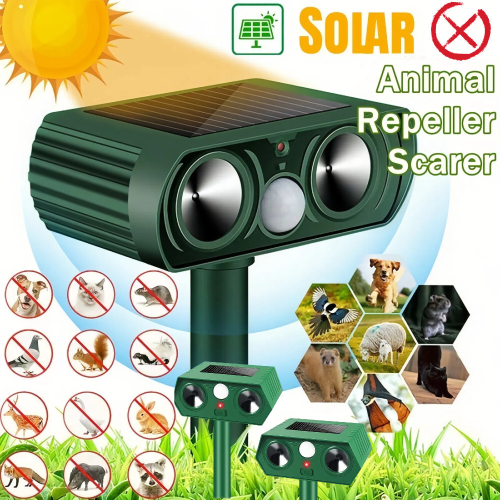 Solar Ultrasonic Animal Repeller Outdoor Animal Pest Repeller ...