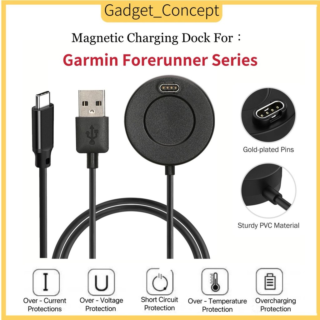 For Garmin Forerunner 965 955 945 935 745 255 245 165 158 45 55 Charger ...