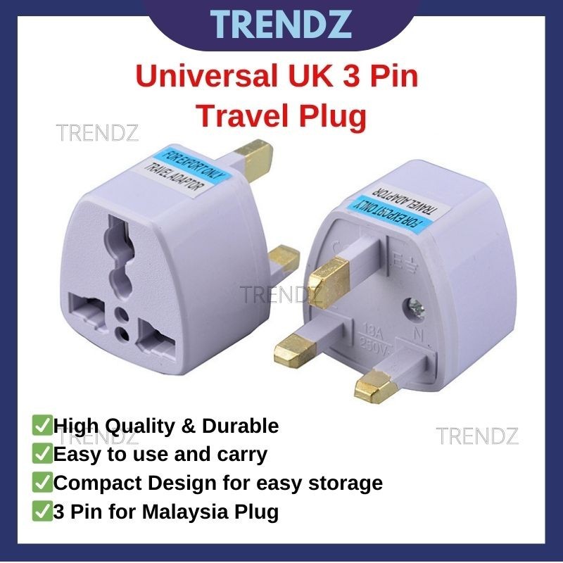 Universal UK 3 Pin Conversion Plug Travel Plug Socket Converter Adapter ...