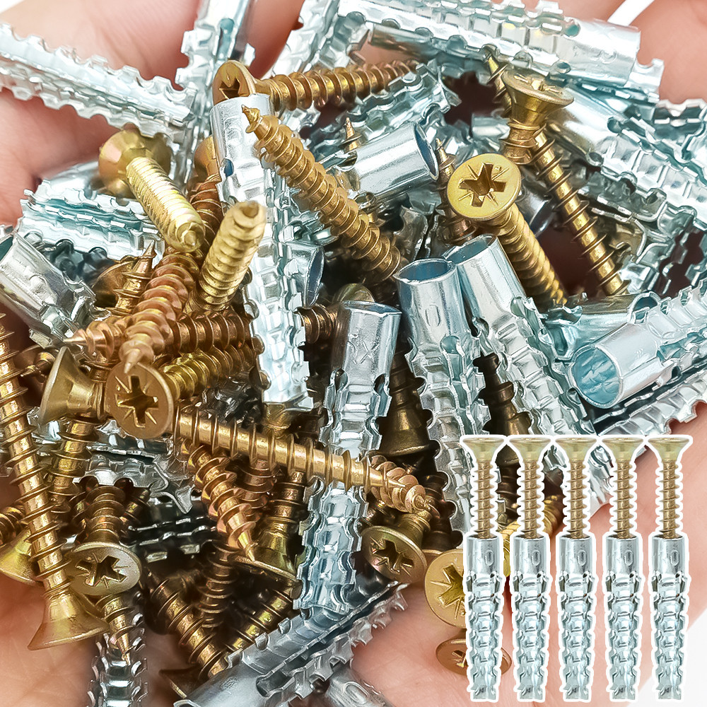 10sets Serrated Steel Wall Anchors Self Tapping Screw - Metal Expansion ...