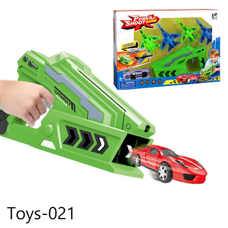 Power Shoot Game Plastic Flying Power Shoot Catapult Plane Car Toy Gun ...
