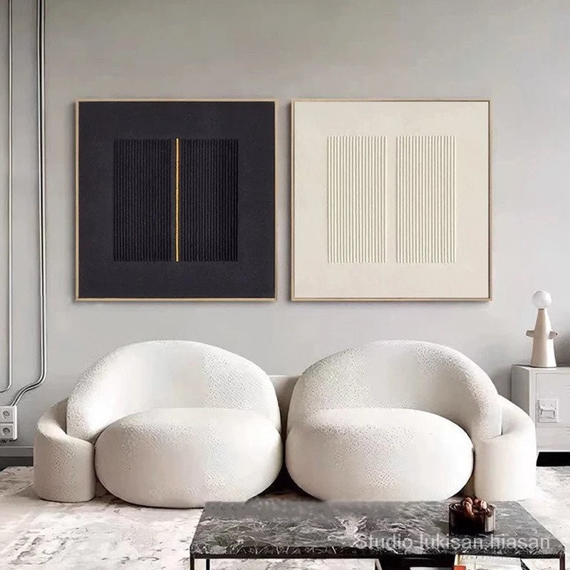 Moden Nordic 3D tekstur dinding Poster cetak tulen kuning air dan hitam ...