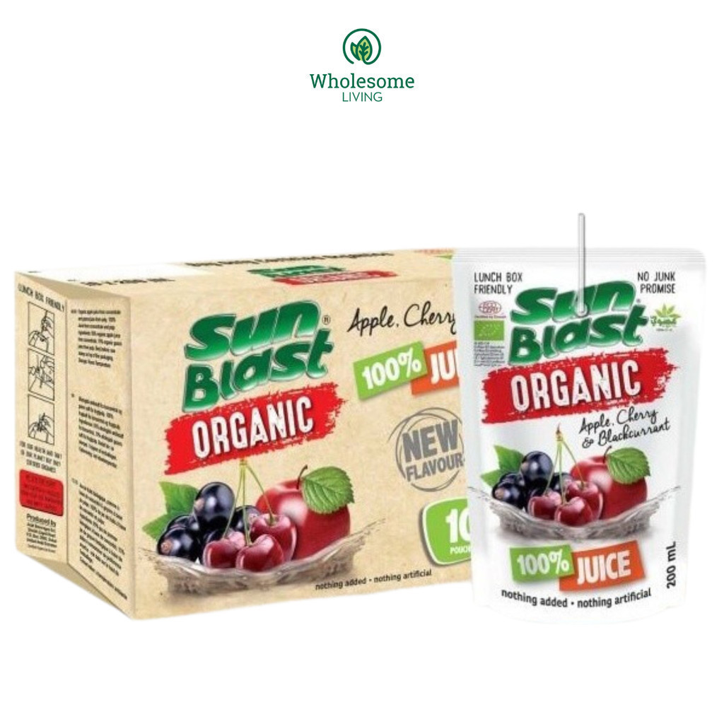 Sun Blast Organic Apple, Cherry & Blackcurrant Juice (200ml x10s ...