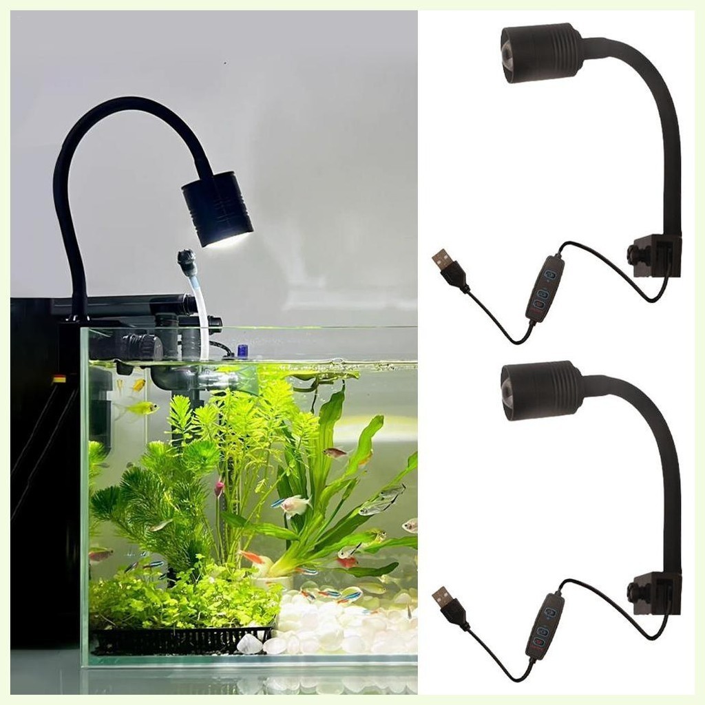 Aquarium Small Clip Light Adjustable Fish Tank USB Light Clip on Open ...