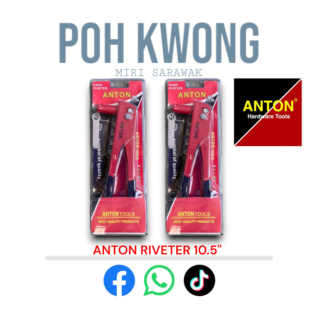 ANTON 10.5" Hand Riveter Black Handle Pop Rivet Riveting Manual ...