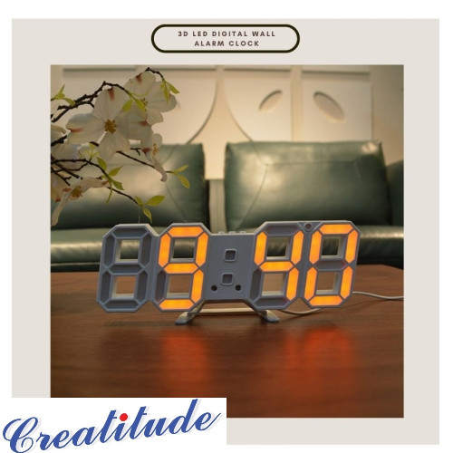 Multifunction 3D LED Digital Wall Alarm Clock with Night Mode Cable ...