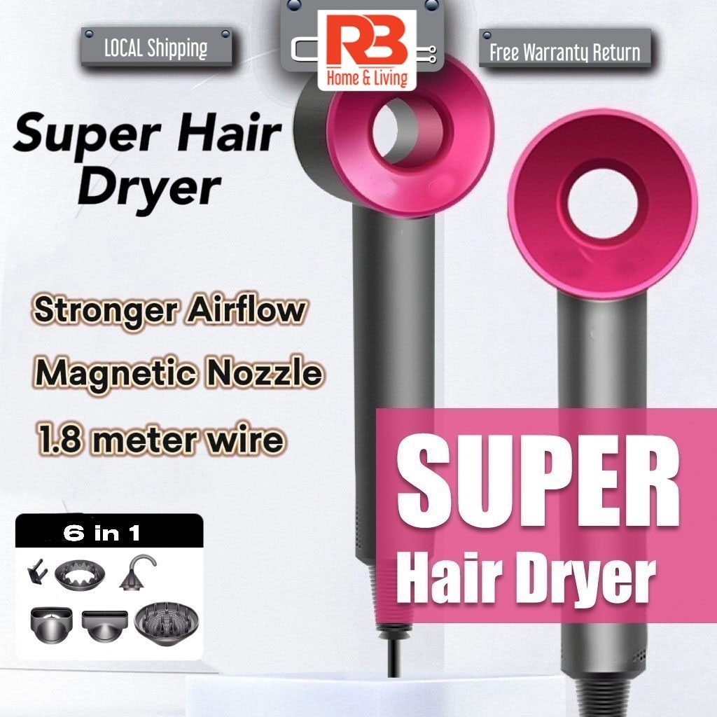 Hairdryer 1500W Fast Drying Thermo-Control Hair Dryer Negative Ionic ...