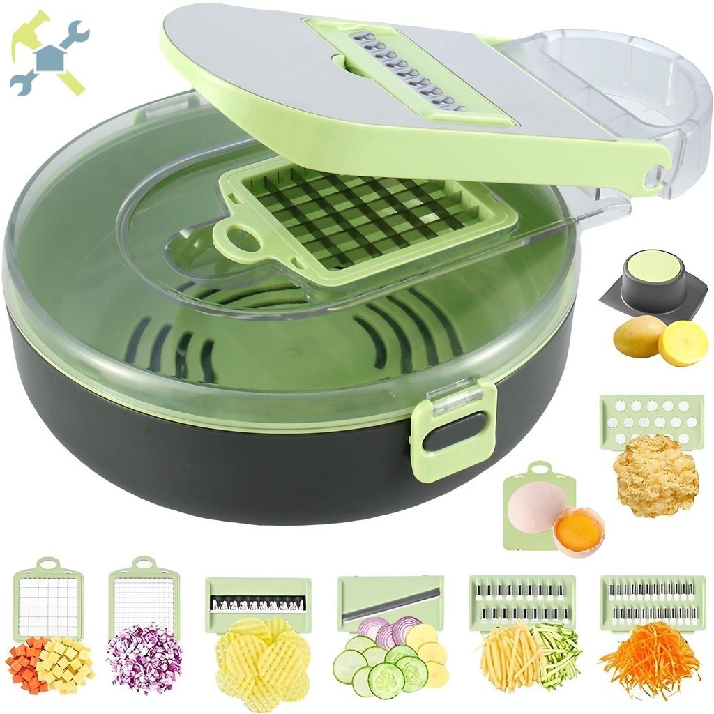 Vegetable Chopper Set with 8 Interchangeable 304 Stainless Steel Blades ...