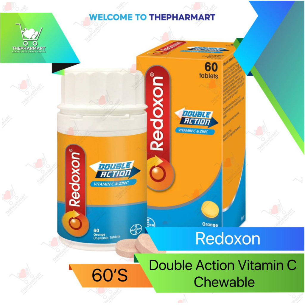 Redoxon Double Action Vitamin C + Zinc Chewable 500mg (60's) | Shopee ...