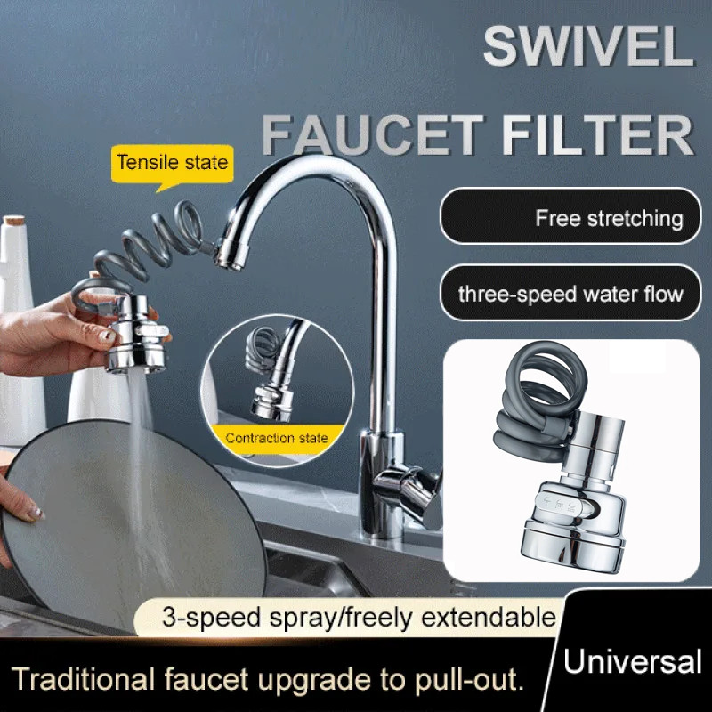 3 Modes Bubblers Sink Faucet With Swivel Universal Extension Tube Water ...