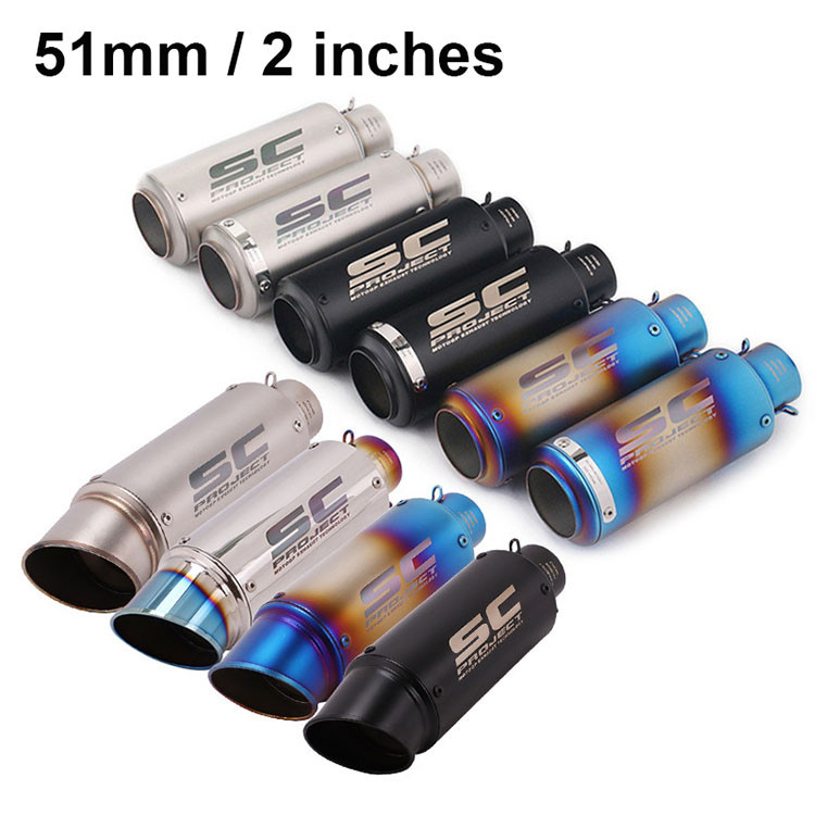 51MM / 2 INCHES Universal SC Project Motorcycle Exhaust Pipe Muffler ...