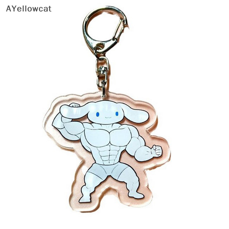 AY Funny Sanrio Muscle Keychain Anime Hello Kitty Kawaii Girls Keychain ...