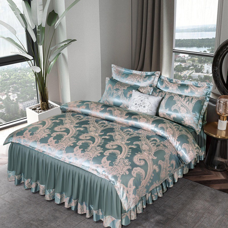 European Entry Lux Cadar Pengantin Tribute Silk Jacquard Bedsheet 4 in ...