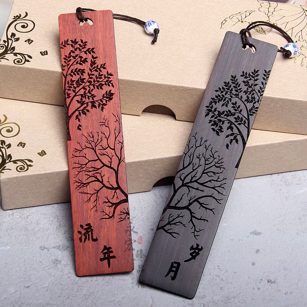 Chinese Style Wooden Bookmark Sandalwood Text Carving Wooden Sign ...