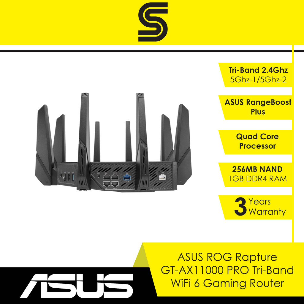 ASUS ROG Rapture GT-AX11000 PRO Tri-Band WiFi 6 Gaming Router | Shopee ...