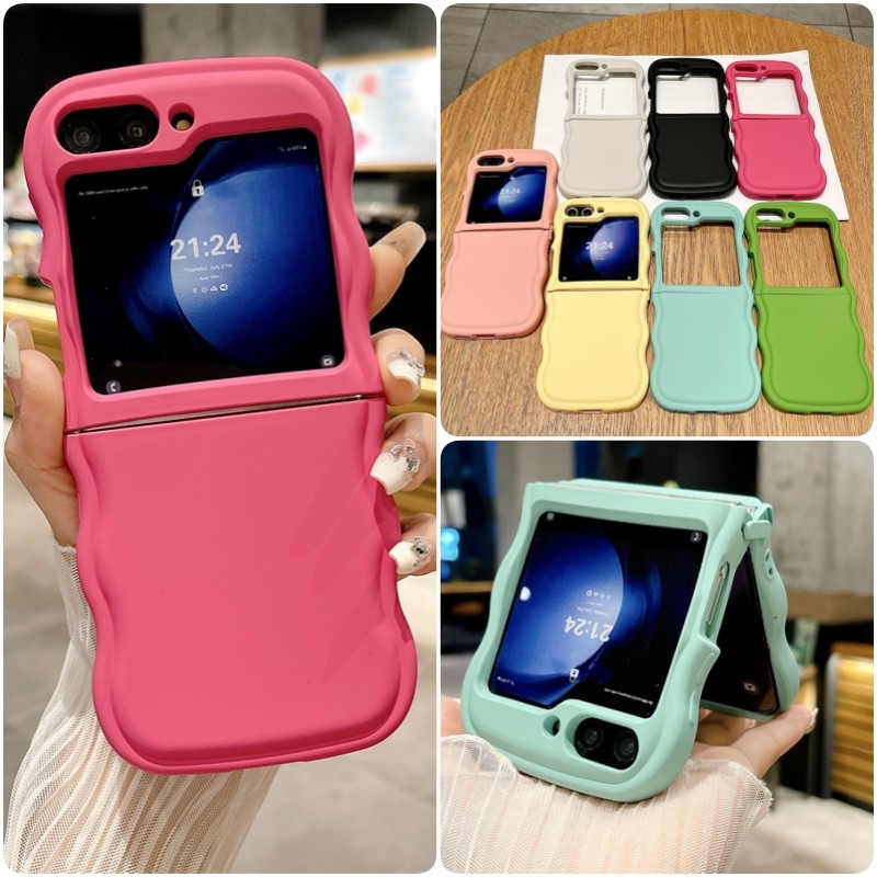 Cute Candy Color Wave Edge Flip Case Samsung Galaxy Z Flip 5 Z Flip 6 Z ...