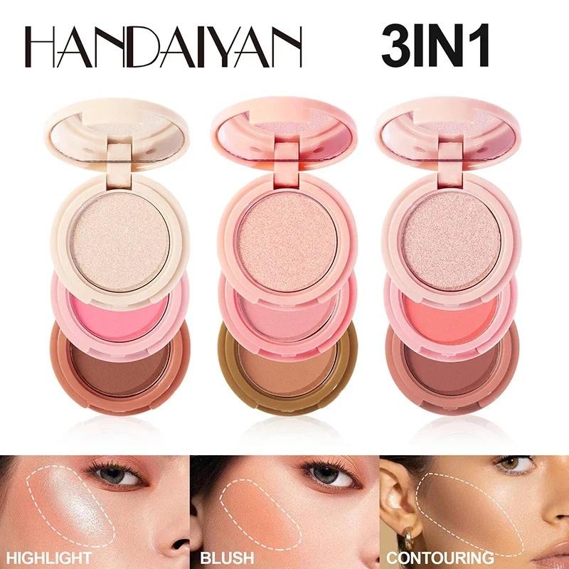 Contour Palette Face Shimmer Brighten Glitter Lasting Matte Blush 3 In ...