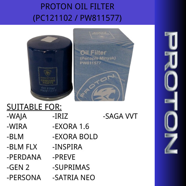 OIL FILTER PROTON (PC121102) -Gen2/Waja/Exora/Persona/BLM/Suprima/Preve ...