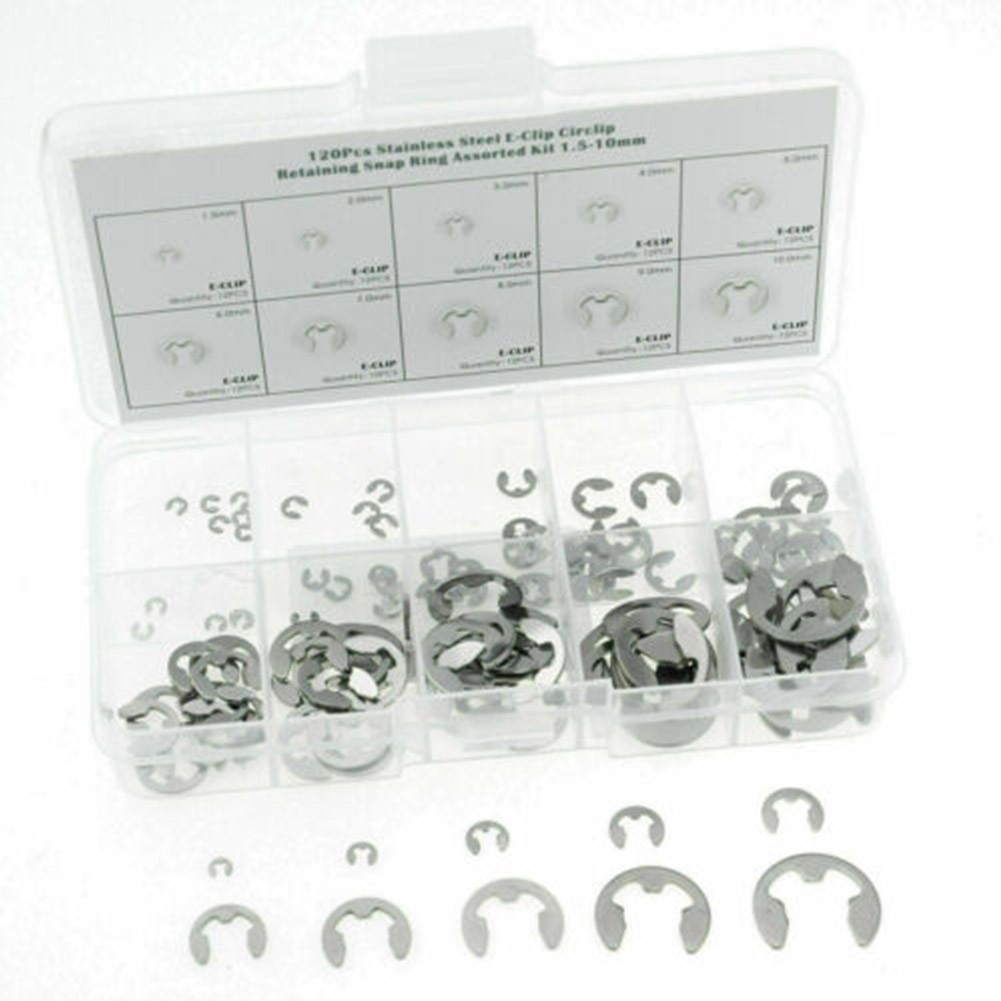 (MULSTORE) 120X Assorted M1.5 - M10 Stainless E Clips C Circlip Kit ...