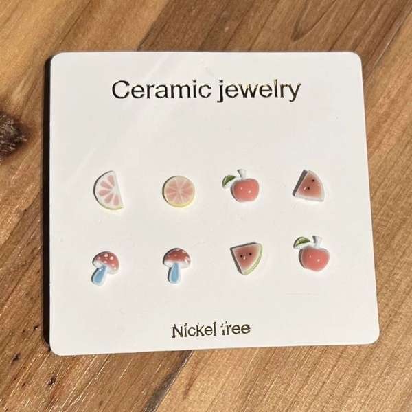 earrings subang telinga ins niche anting-anting stud seramik perangai ...