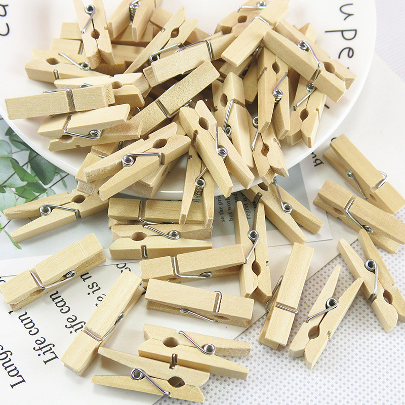 100pcs/50pcs 2.5x0.3cm Natural Mini Wooden Clip Creative Wooden Clip ...