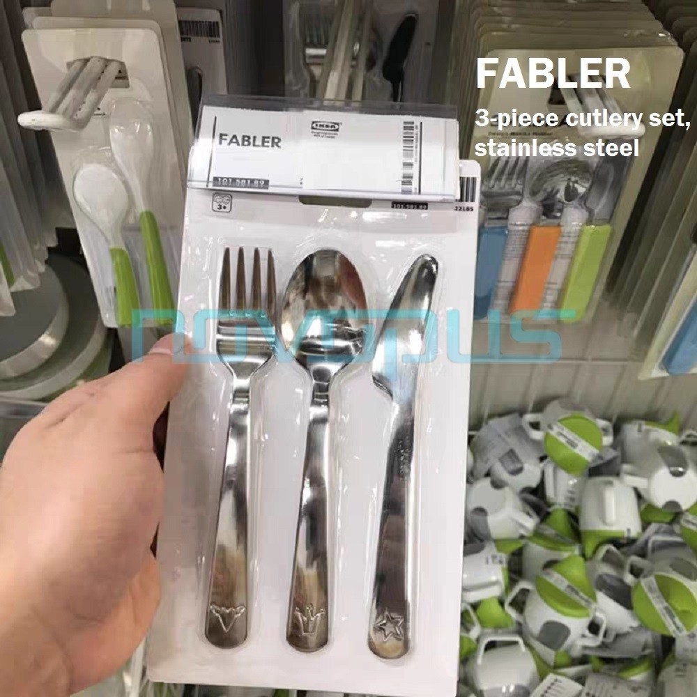 NOVO 3-pieces Stainless Steel Children Cutlery Set (Spoon, Fork, Knife ...