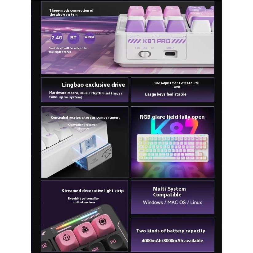 Lingbao K87PRO Mechanical Keyboard Customization Wireless Bluetooth ...