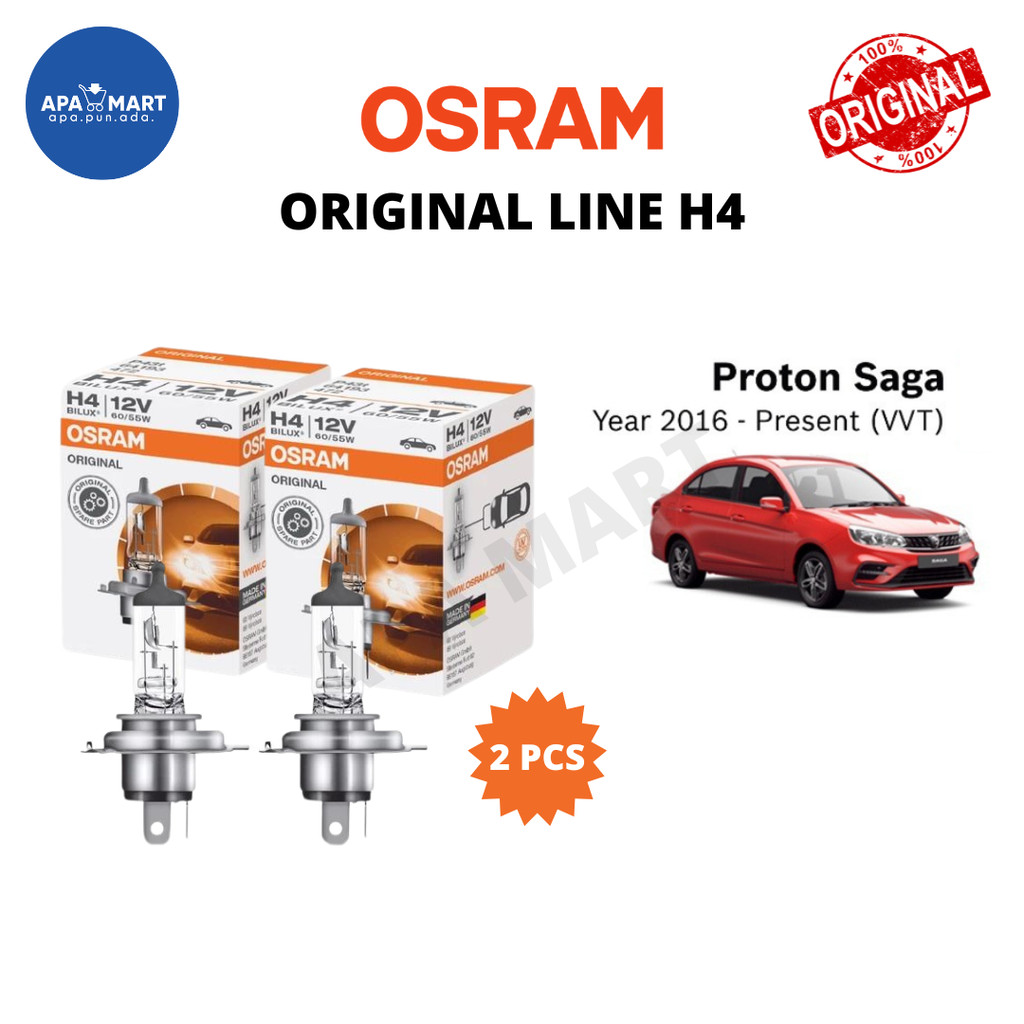 OSRAM Original Line H4 Halogen Headlamp Bulb (2pcs) 12V 60/55W Mentol ...
