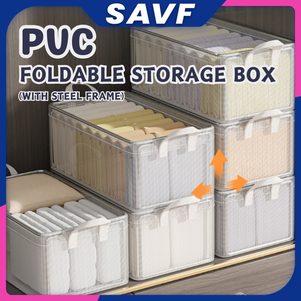 SAVF PVC Foldable Storage Box Waterproof Wardrobe Organizer Box Clothes ...