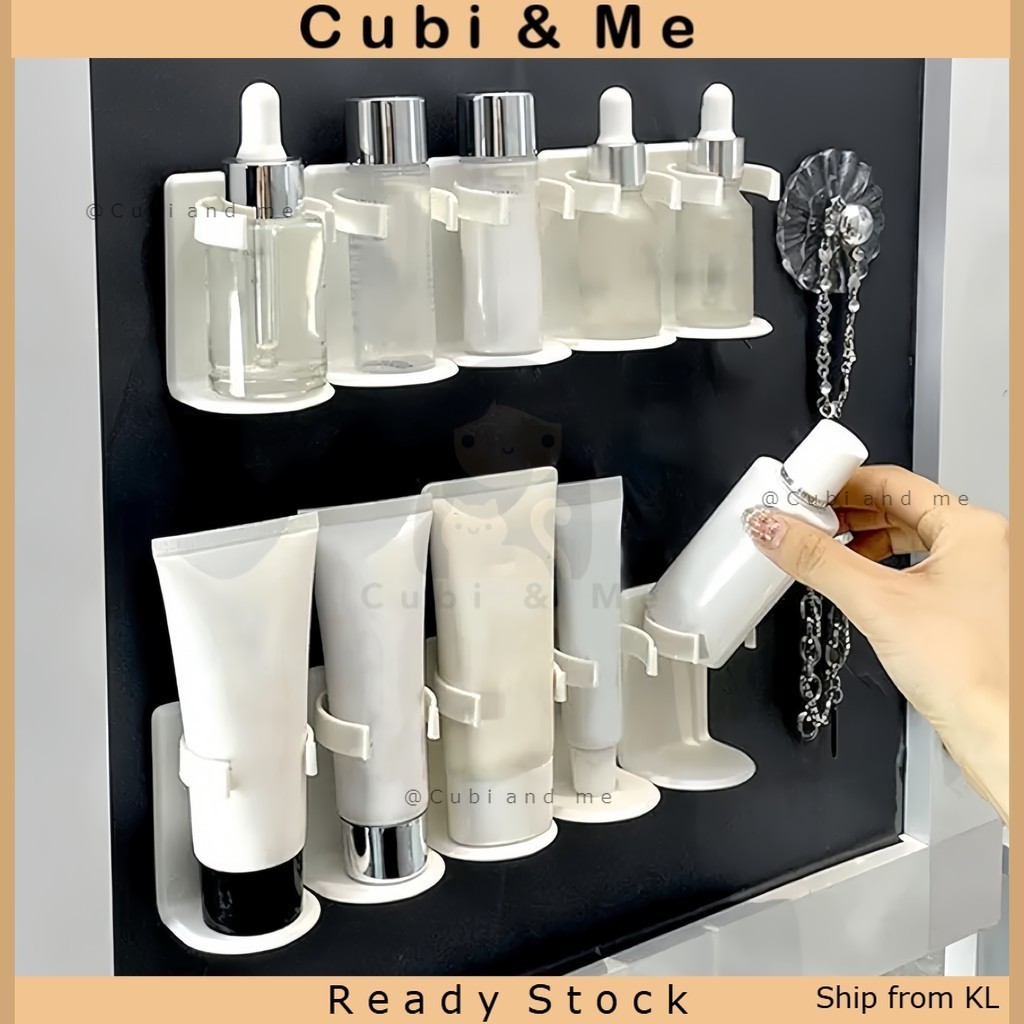 C&M 5-grid Wall-mounted Cosmetic Storage Rack Bathroom Plastic Shelf ...