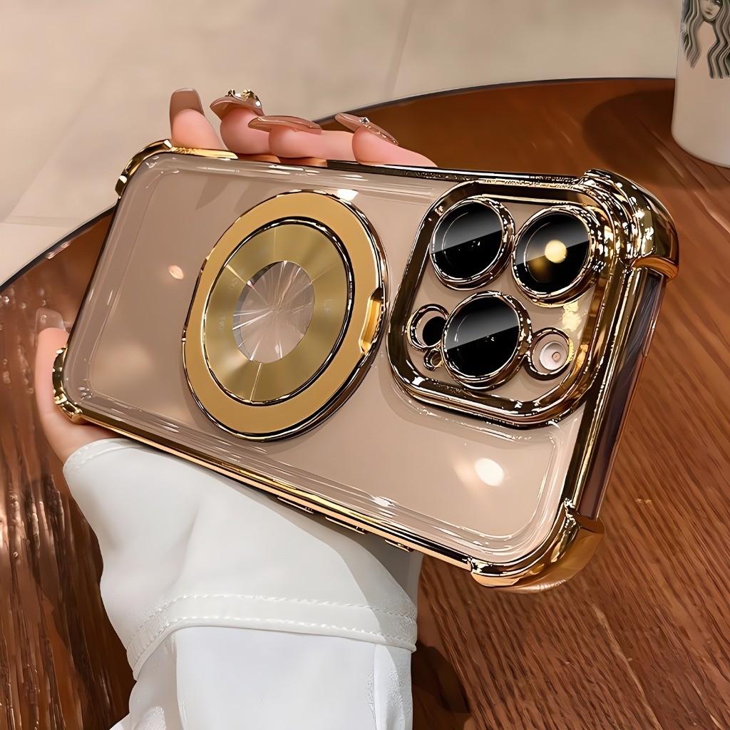 【Desert Gold】plating magnetic 360° revolve bracket case for iPhone 16 ...