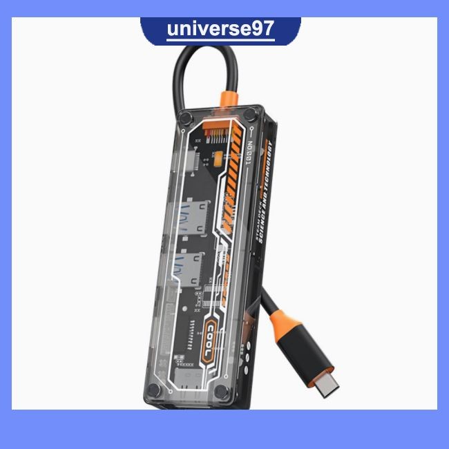 PING 6 In 1 USB C Hub Multiport USB-C Expander With Cable Transparent ...