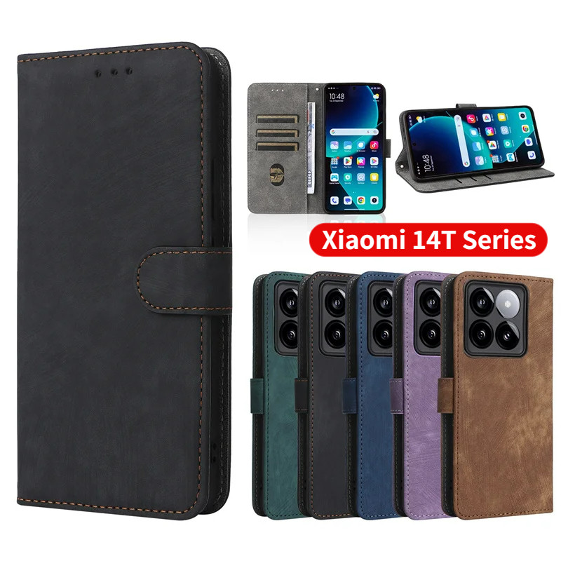 Casing For Xiaomi 14T Pro 5G 2024 Phone Case Flip Soft Leather Magnetic ...