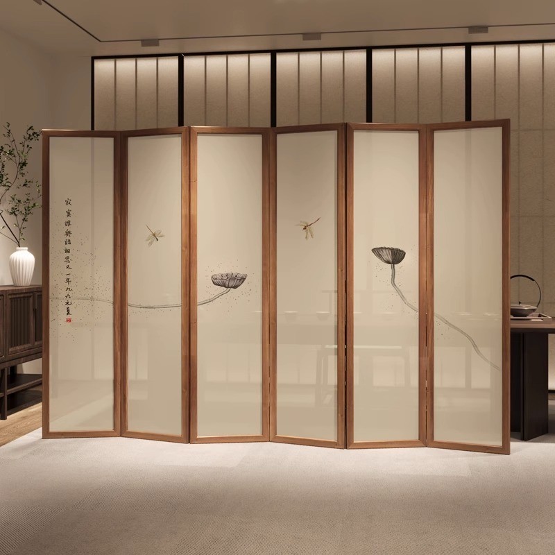 Screen Folding Mobile Living Room Partition New Chinese Style Solid ...