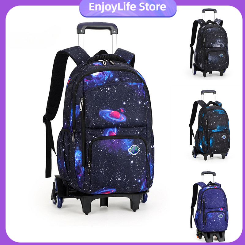 Trolley School Bag Backpack Rolling Wheeled Detachable Beg Sekolah Roda ...