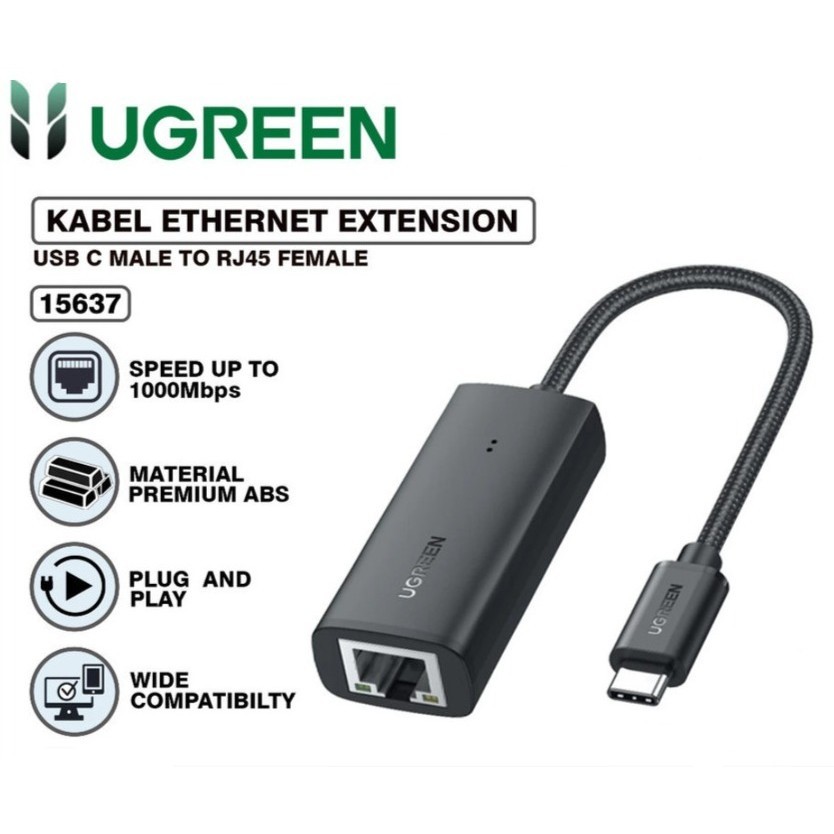 Ugreen Ethernet USB Type C to LAN Internet Adapter 1000Mbps 1Gbps RJ45 ...