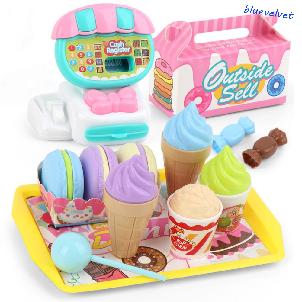 BLUEVELVET Ice Cream Counter Playset, Supermarket Play House Pretend ...