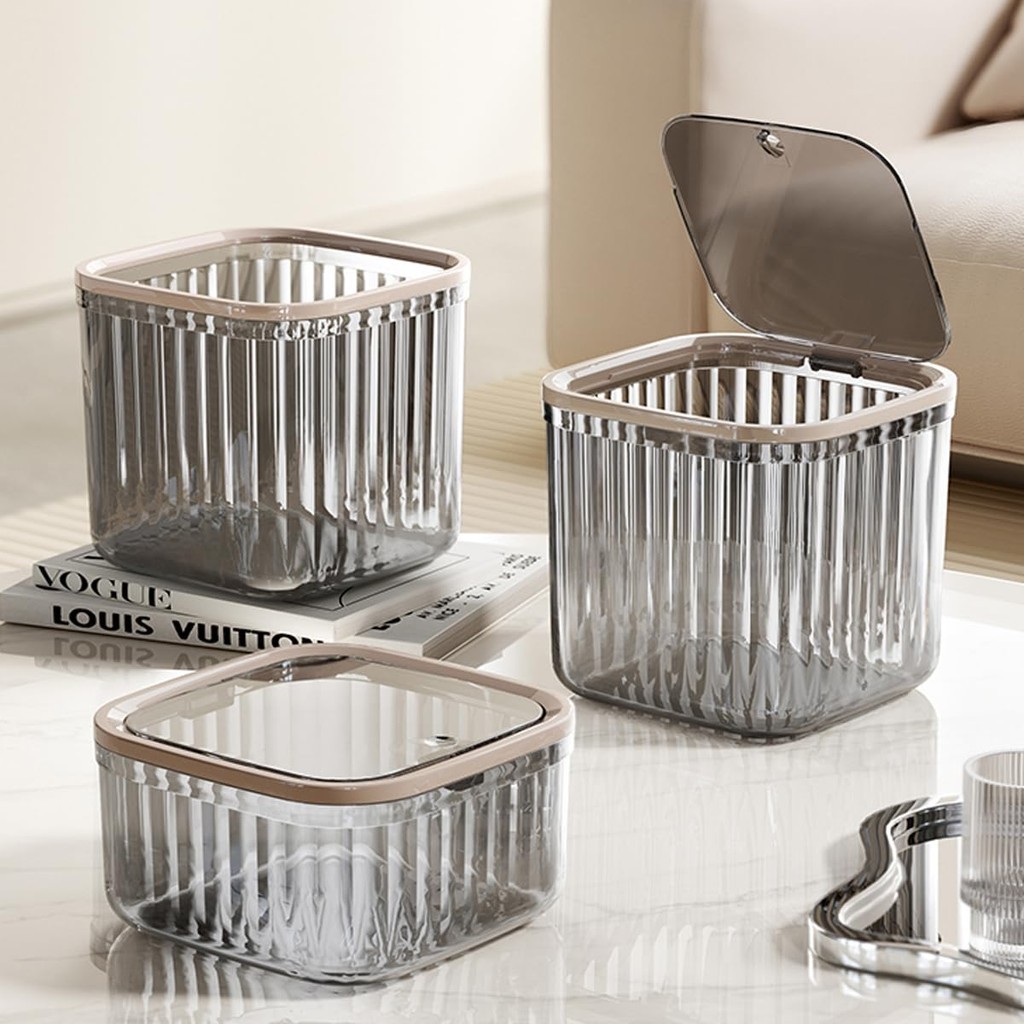 Creative Desktop with Lid Trash Bin Storage Box Garbage Dustbin ...