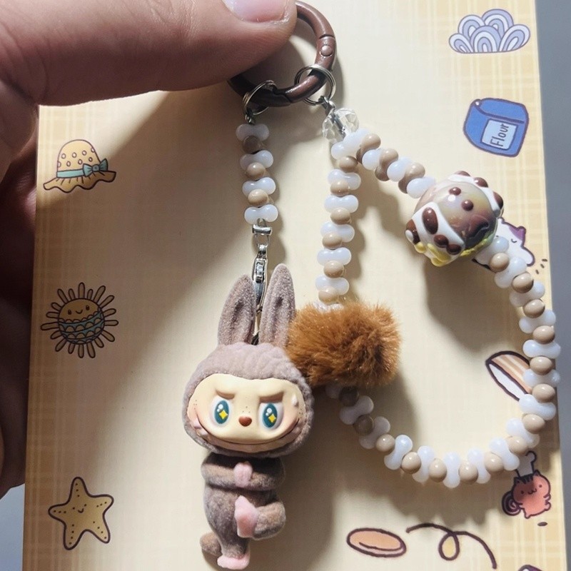 MIni LABUBU Lazy Yoga Key Chains Plush Doll Penant Key buckle （No Pop ...