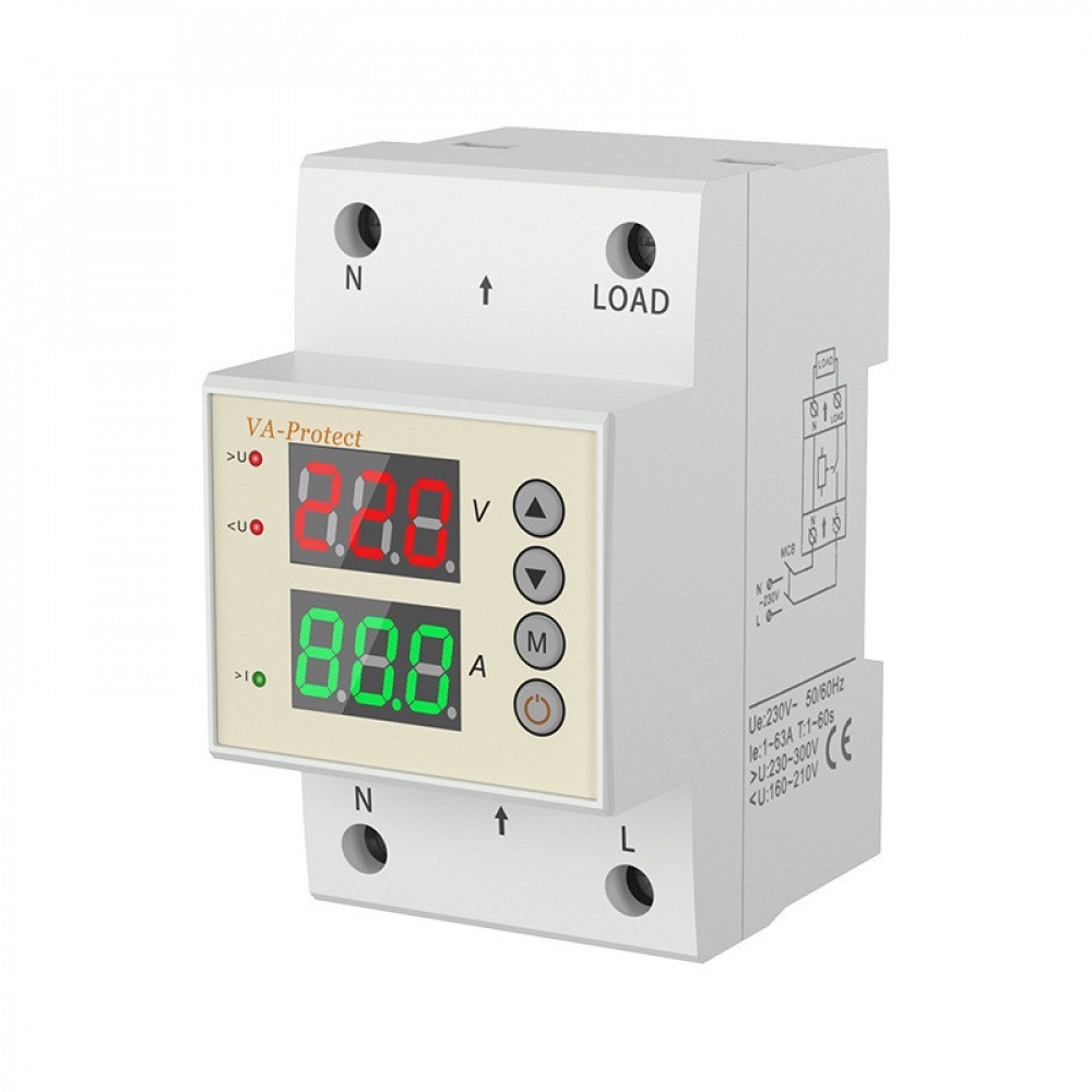 80A Dual Display Din Rail Adjustable Over Voltage and Under Voltage ...