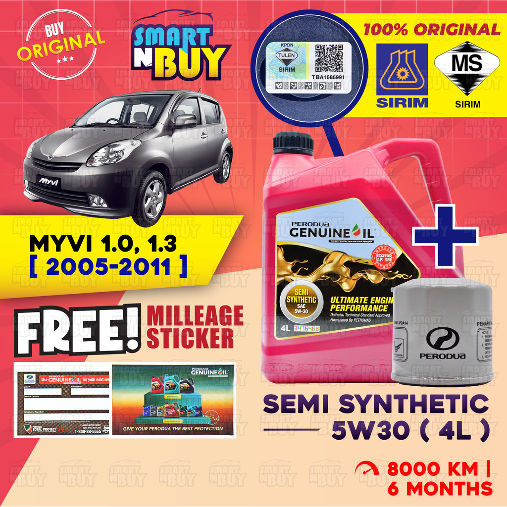 Perodua Engine Oil 5W30 Semi Synthetic Original Minyak Hitam Kereta ...
