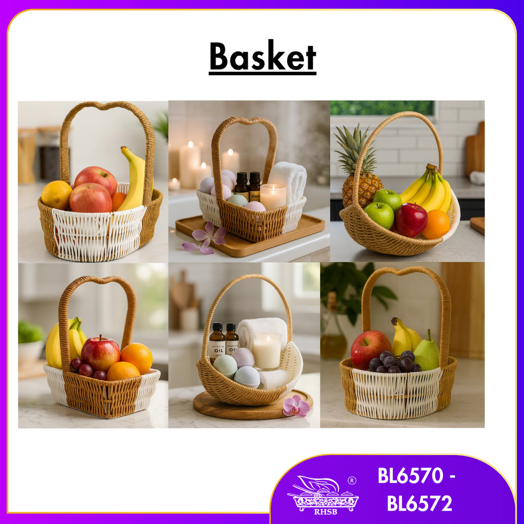 4/7 pcs Fruit Basket Hamper Tray Rectangular Basket Oval Basket Metal ...