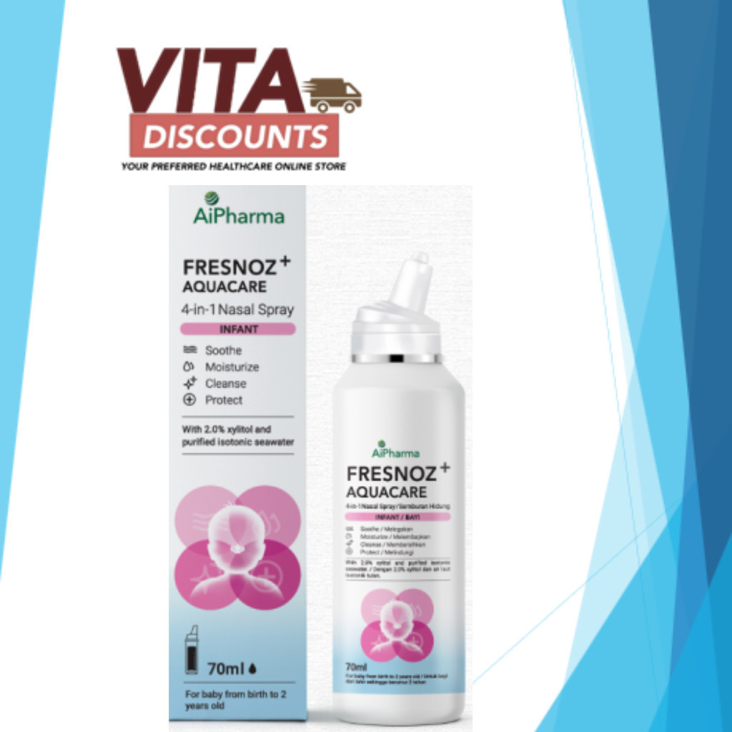 AIPHARMA FRESNOZ+ AQUACARE 4-IN-1 NASAL SPRAY INFANT 70ML EXP01/2027 ...
