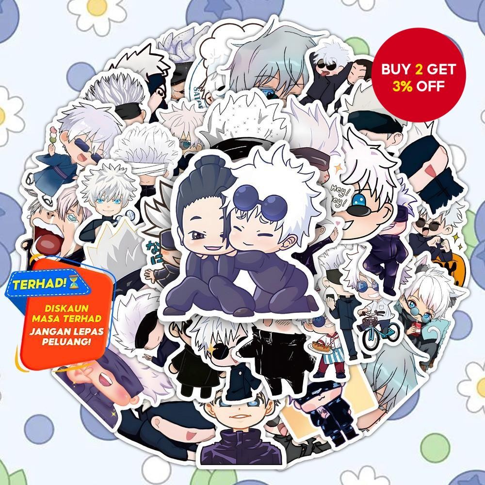 Chibi Gojo Satoru Sticker Pack (60 Pcs) - Cute Decorations for Laptops ...