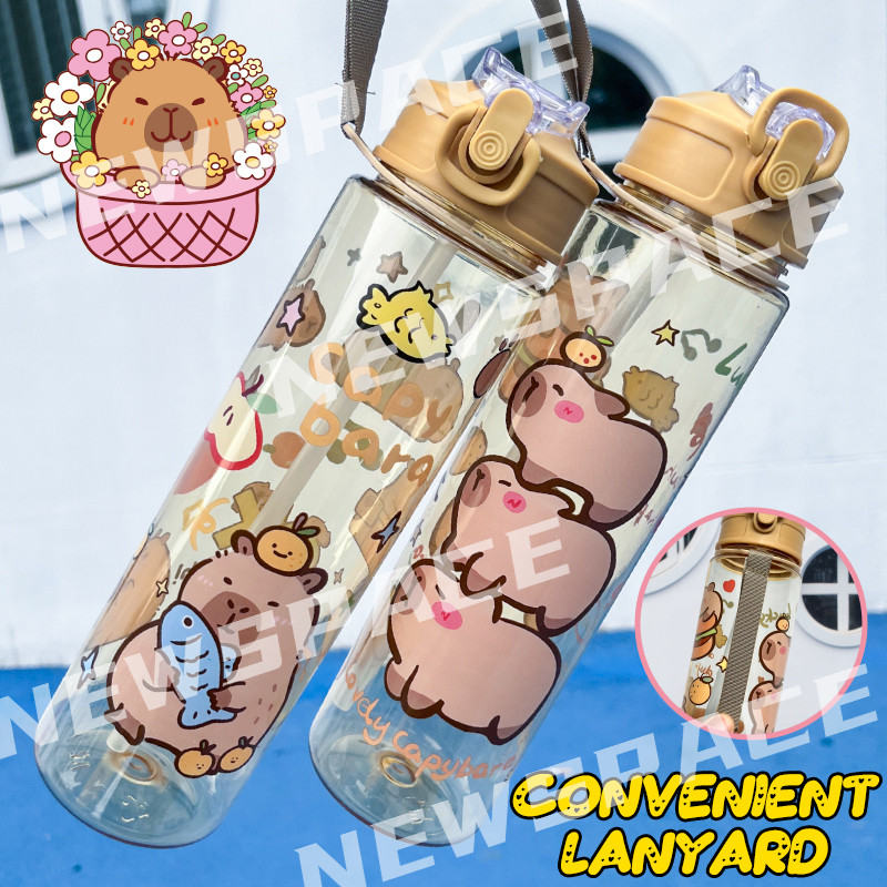 800ml Botol Air Capybara Kuromi Cinnamoroll Water Bottle Kids Straw Bpa ...