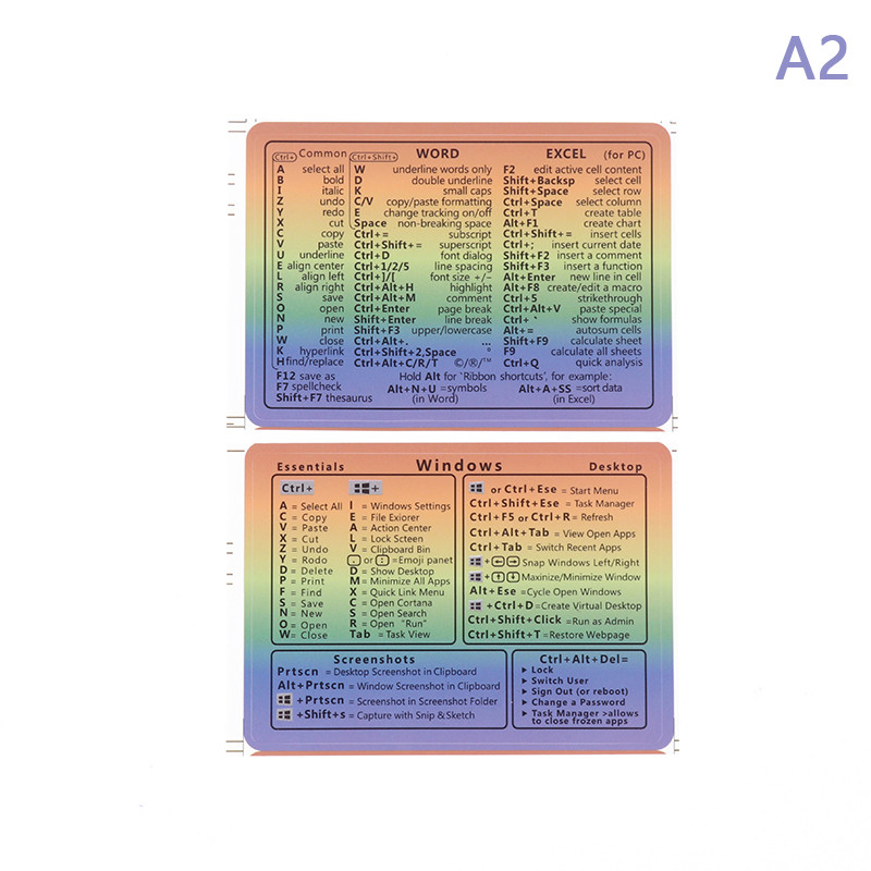 [OriginalGrass] 2Pcs Windows/Word Reference Keyboardputer Shortcut ...