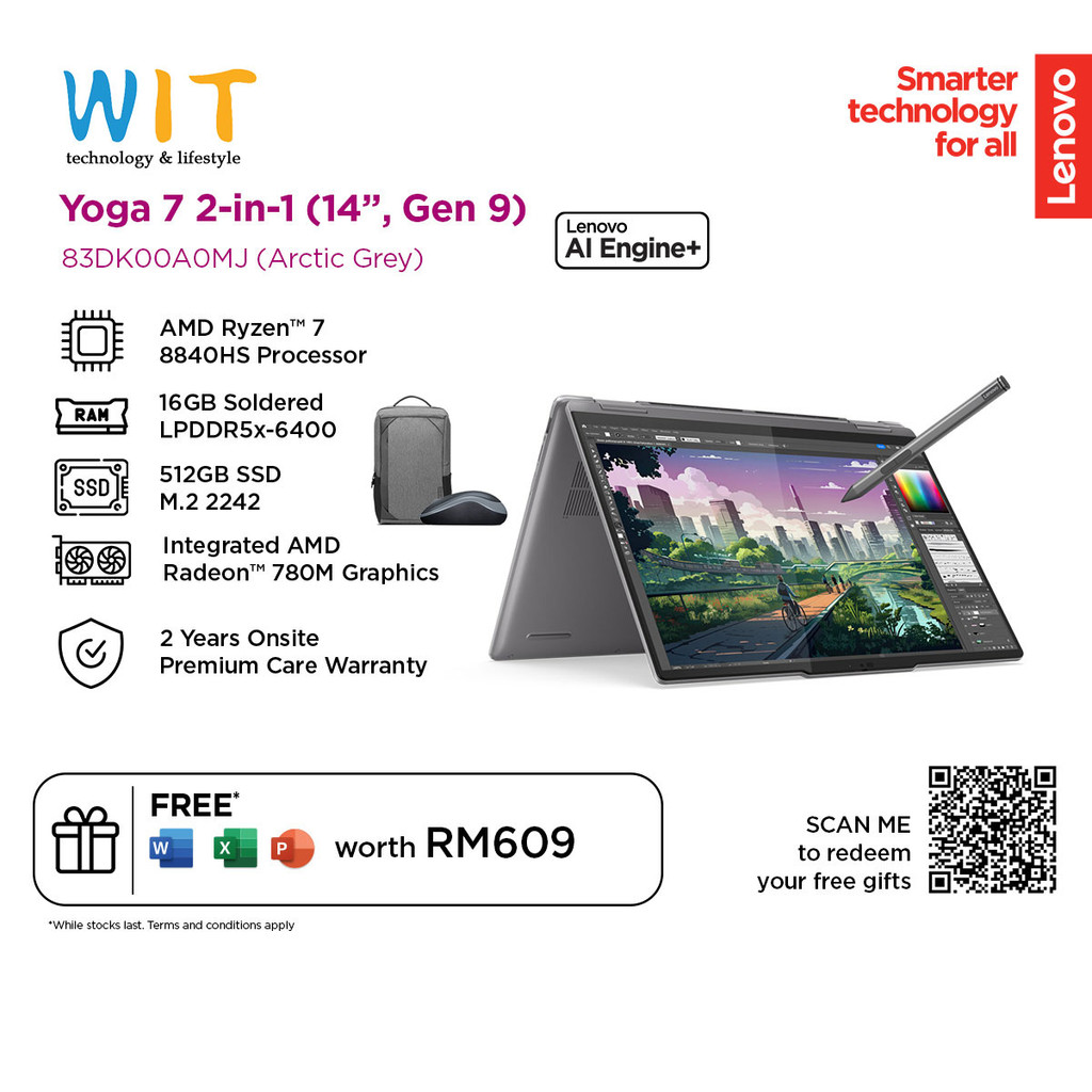 Lenovo Yoga 7 2-in1 14AHP9 83DK00A0MJ (AMD Ryzen 7 8840HS/16GB RAM ...