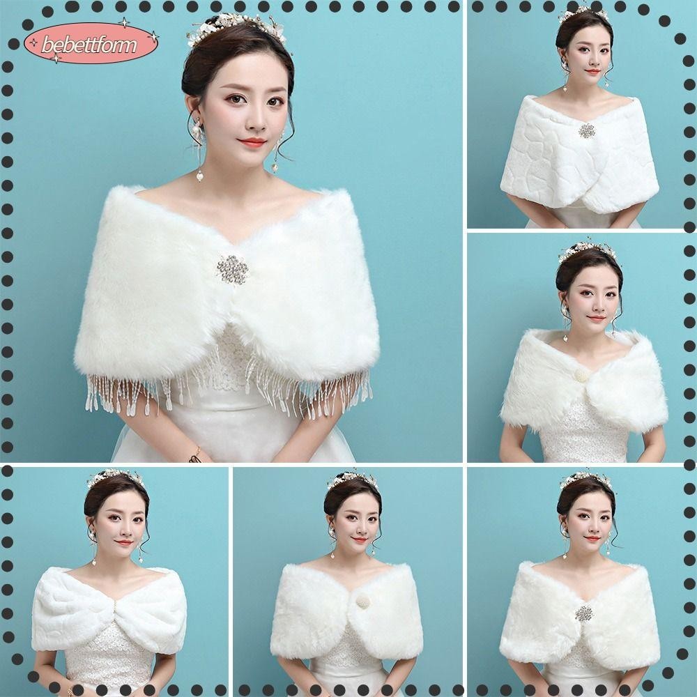 LIKE Faux Fur Shawl White Neck Warmer Elegant Bridal Wrap Jackets ...