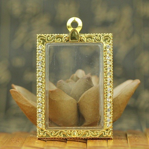 Large Model Square Thai Amulet Shell with Diamond Consecrated Blessing ...