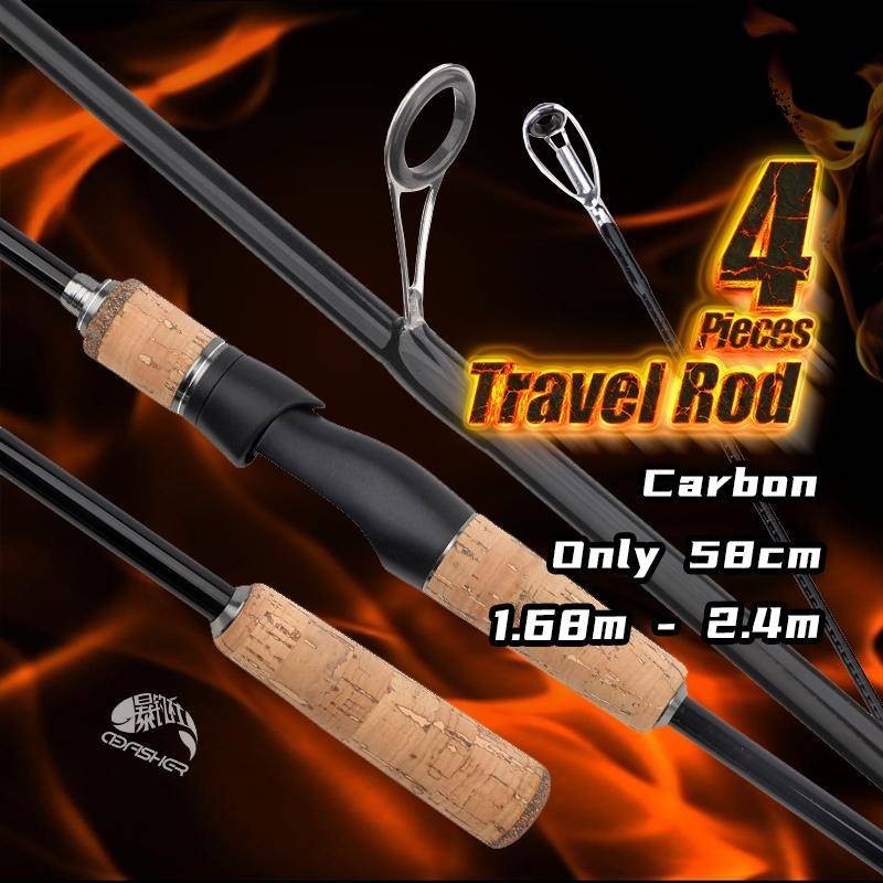 Abfisher 4-Piece Carbon Fiber Fishing Rod Spinning Travel Portable Rod ...